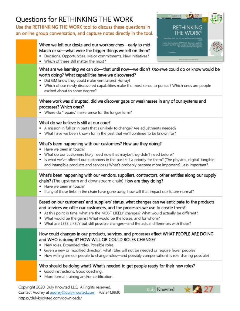 » RETHINKING THE WORK – Questions List